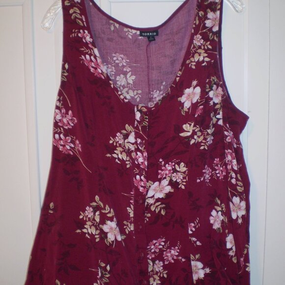 torrid | Tops | Torrid Floral Maroon Sleeveless Blousetank Sz 2x | Poshmark